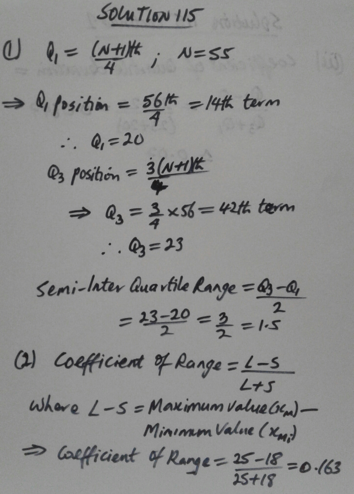 Find The Semi Interquartile Range Coefficient Of Range And The 6147